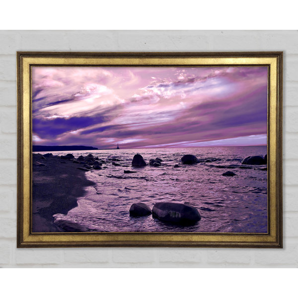 Haus am Meer Atemberaubender Flieder Sonnenuntergang Ozean Gerahmter Druck | Wayfair.de